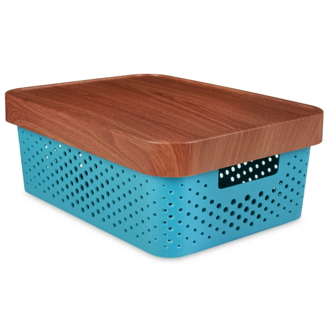 Pen+Gear Plastic Storage Box with Lid, Aqua Haze - Walmart.com