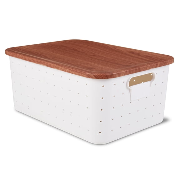 Pen+Gear Plastic Storage Box with Lid, Medium, White - Walmart.com