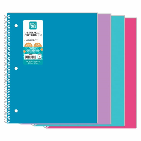 Pen+Gear Poly 1-Subject Notebook, College Ruled, 9" x 11", 100 Sheets ...