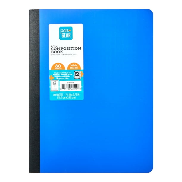 Pen + Gear Poly Composition Book, Wide Ruled, 80 Sheets, Blue, 7.5 in x ...