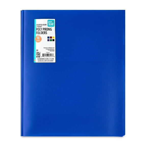 Pen+Gear 3-Prong 2-Pocket Poly Folders, 9.4" x 11.4", Assorted Colors ...