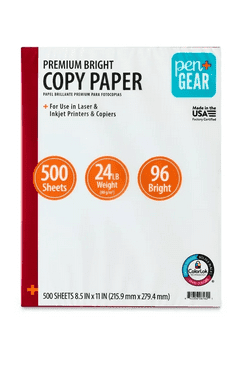 Pen+Gear Premium Bright Paper, 8.5" x 11", 96 Bright, White, 24 lb., 1 ...