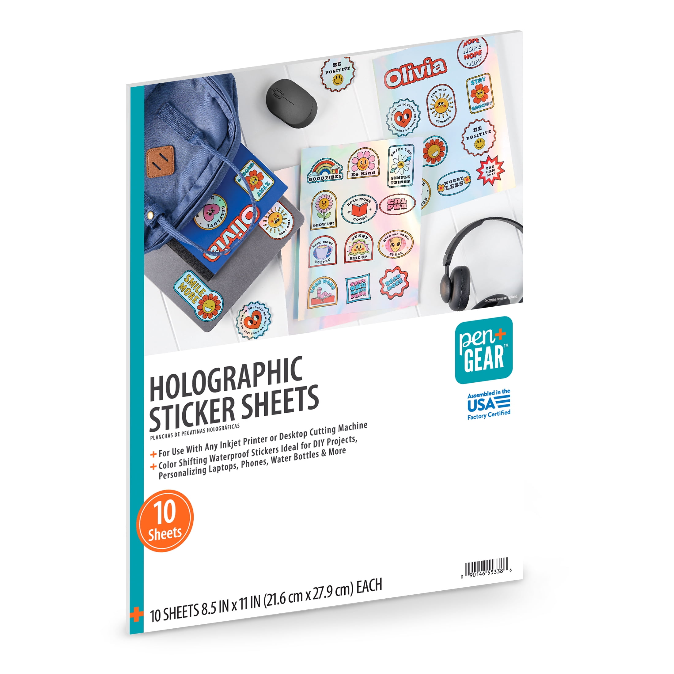 Pen+Gear Holographic Stickers, 10 Sheets, Silver, 8.5" x 11" - Walmart.com