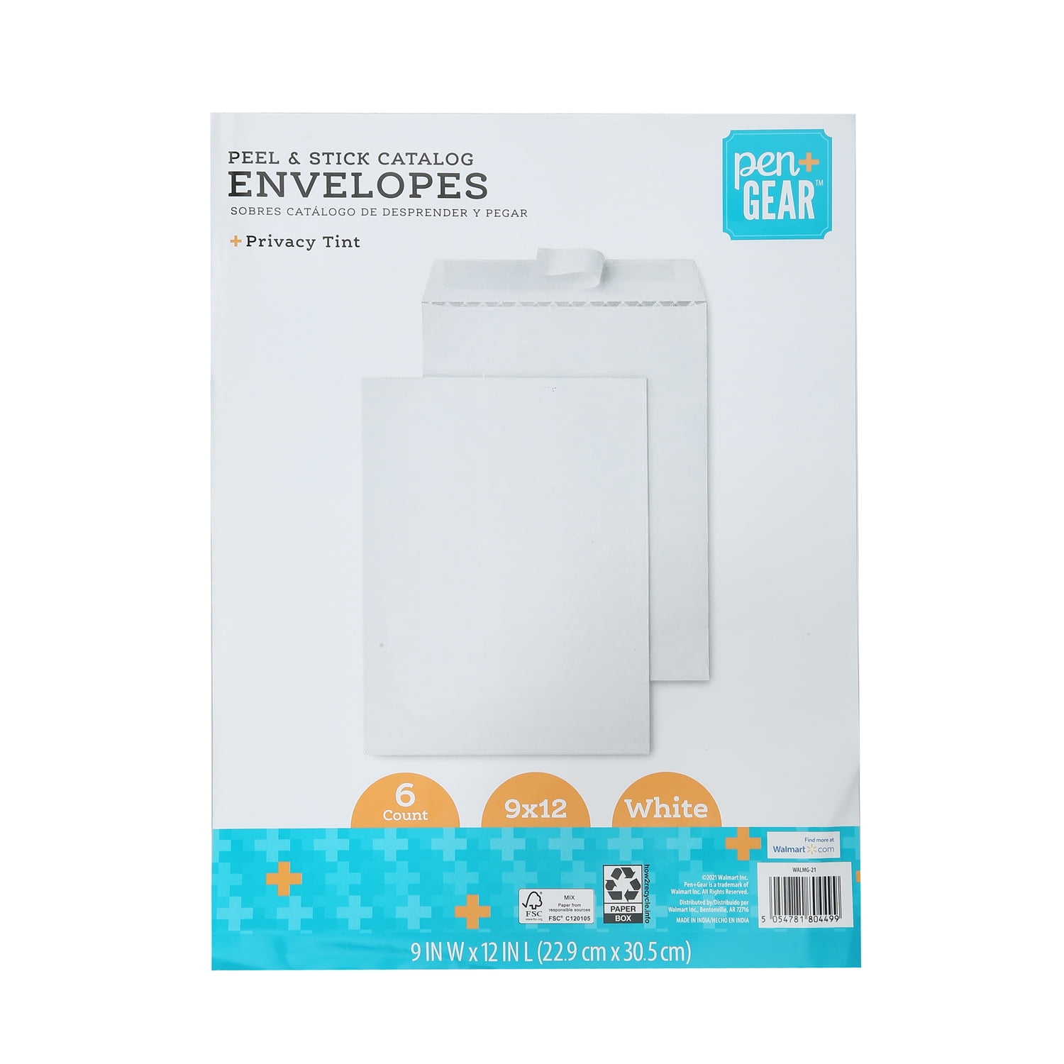 Pen+Gear Privacy Tint Peel & Stick Catalog Envelopes, White, 9" x 12 ...