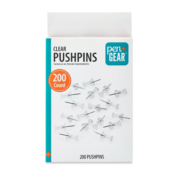 Pen + Gear Push Pin, Clear, 200 Count - Walmart Business Supplies