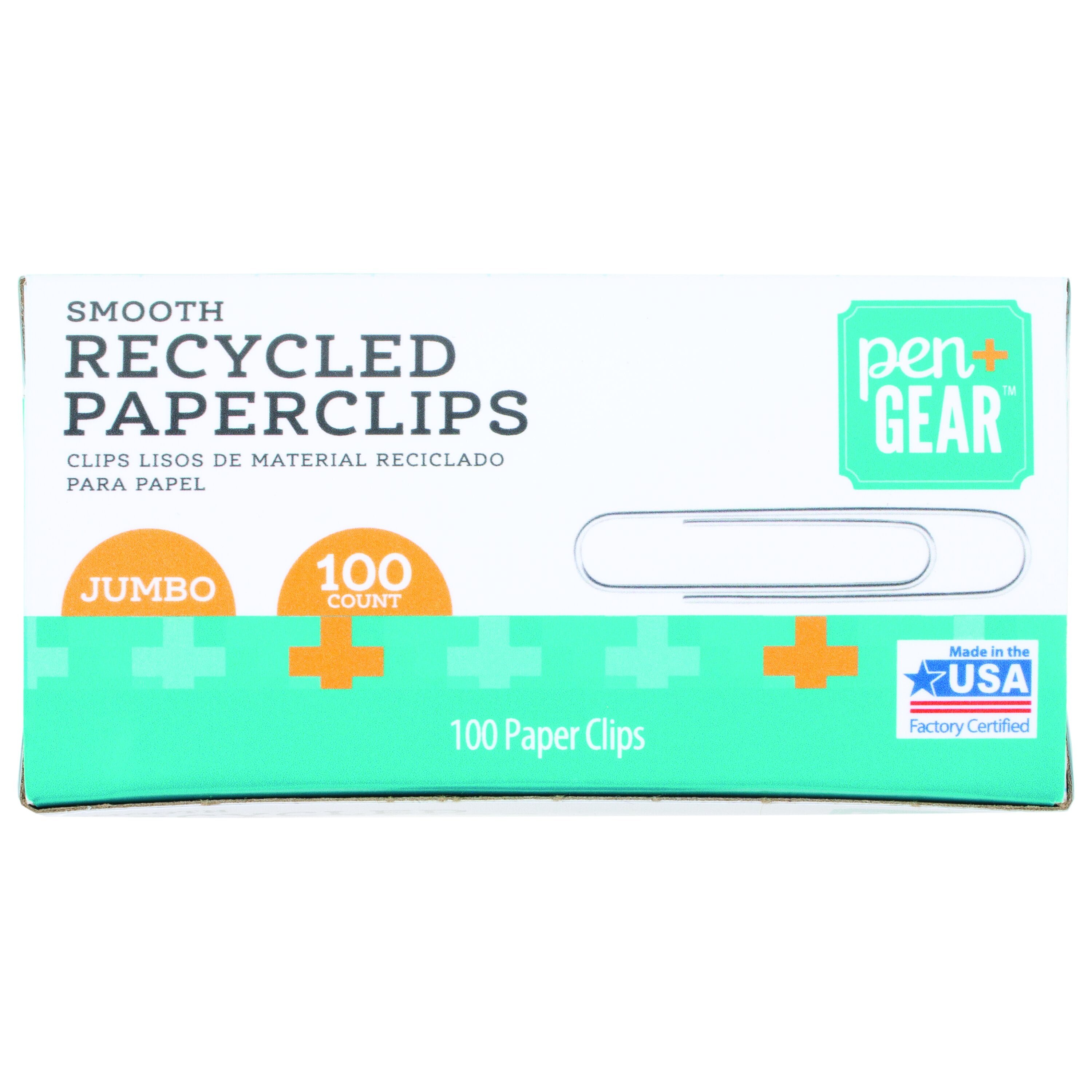 Pen + Gear Recycled Paper Clips, Jumbo Size, Silver, 100/Box (A7072514 ...