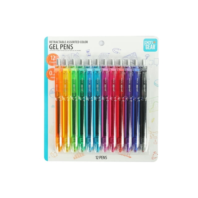 Pen+Gear Retractable Gel Ink Pens, Assorted Colors, 0.7mm, 12 Count ...
