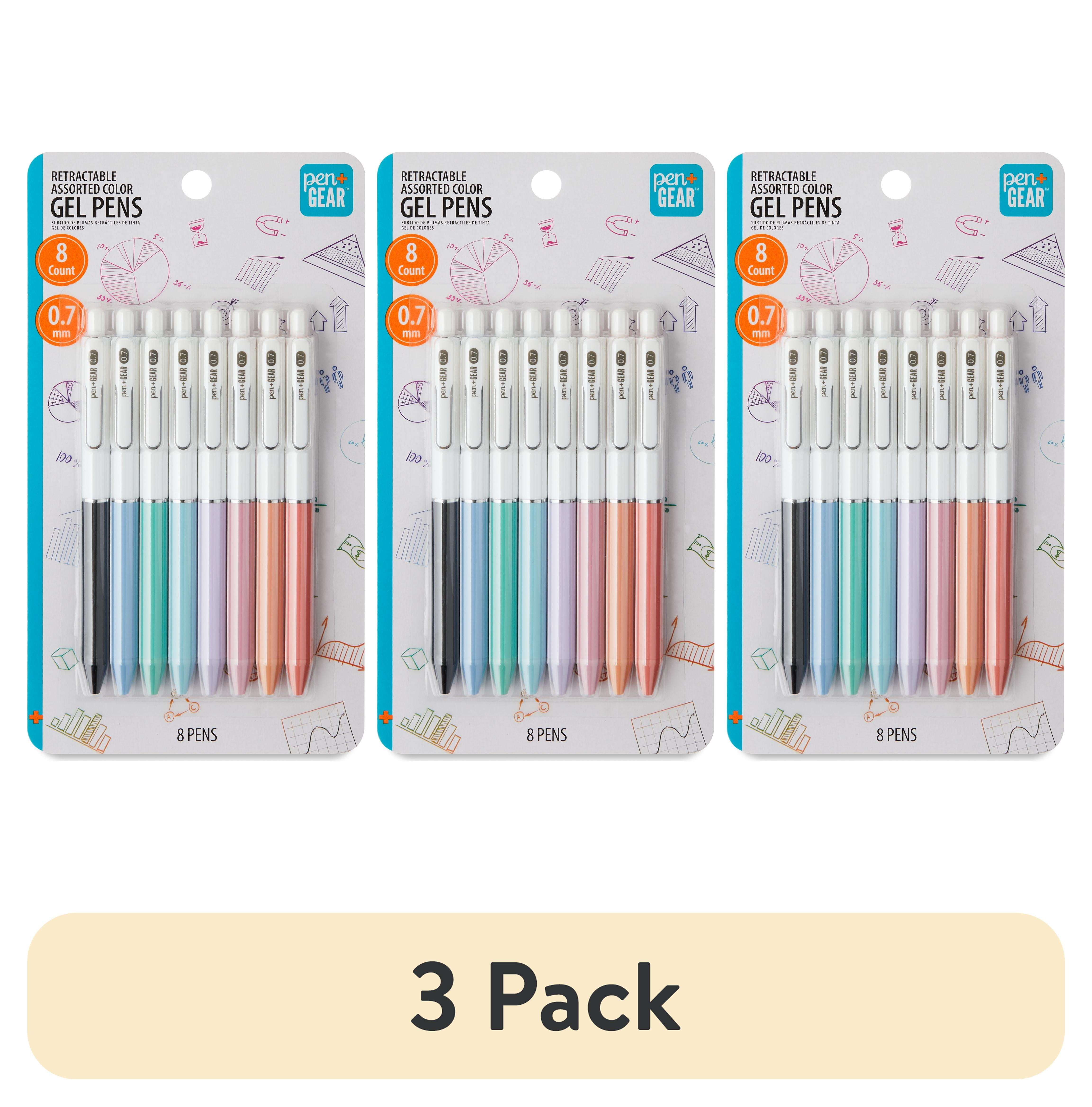 (3 pack) Pen+Gear Retractable Gel Pen, Medium Point, 0.7 mm, Assorted ...