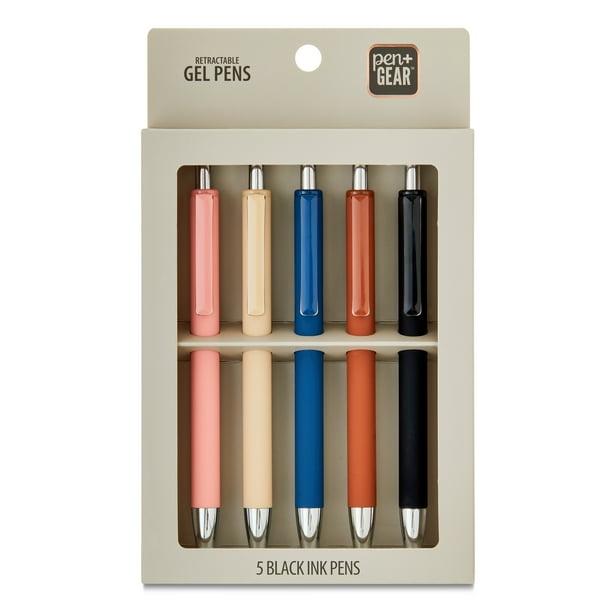 Pen+Gear Retractable Gel Pens, Black Ink, 5 Count - Walmart Business ...
