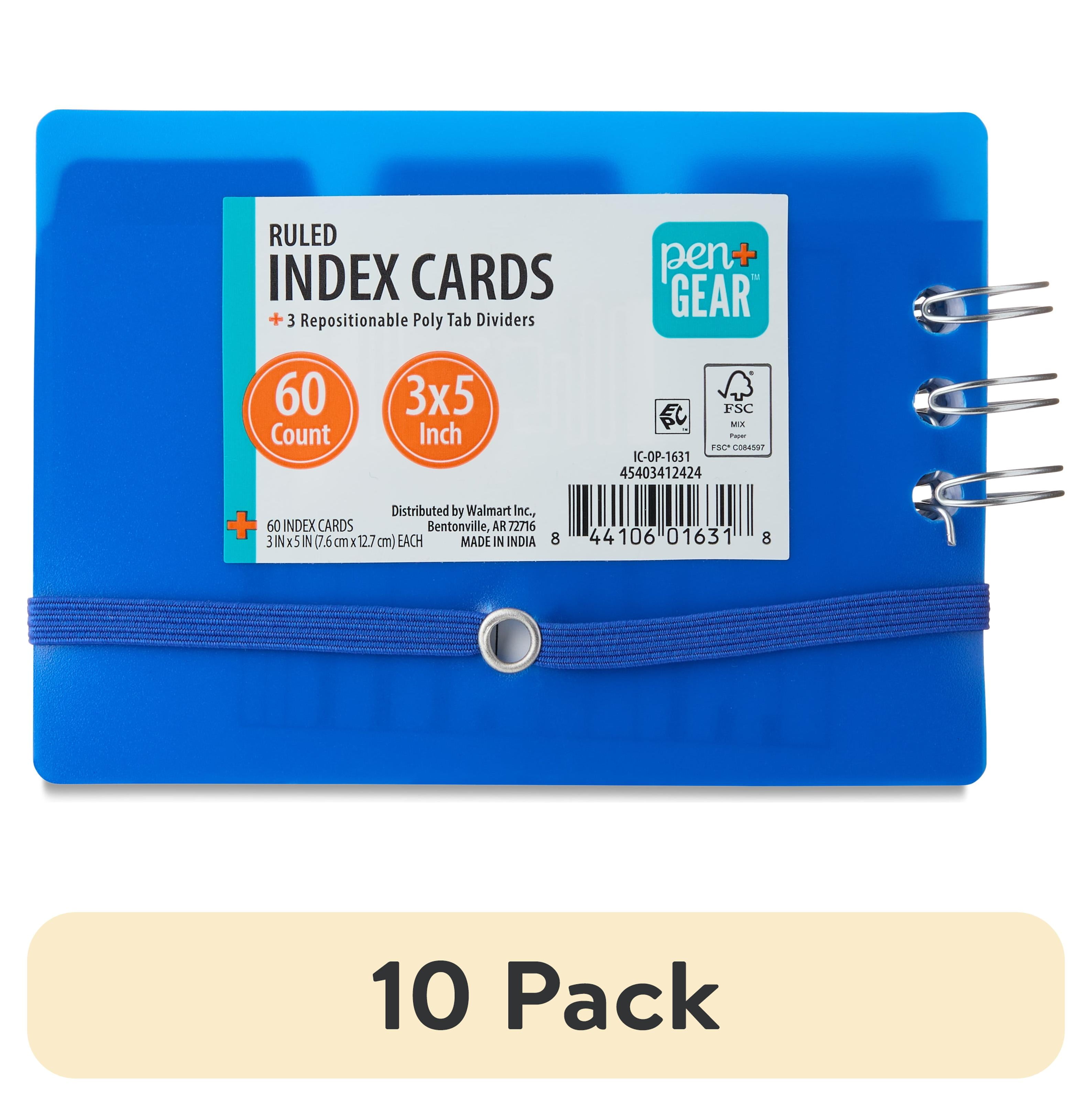 (10 pack) Pen+Gear Ringed Poly Cover Ruled Paper Index Cards, Blue, 3 ...