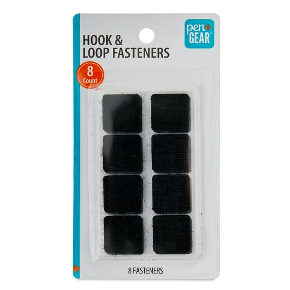 Pen+Gear Self-Adhesive Hook and Loop Fasteners Black 8 Count for ...