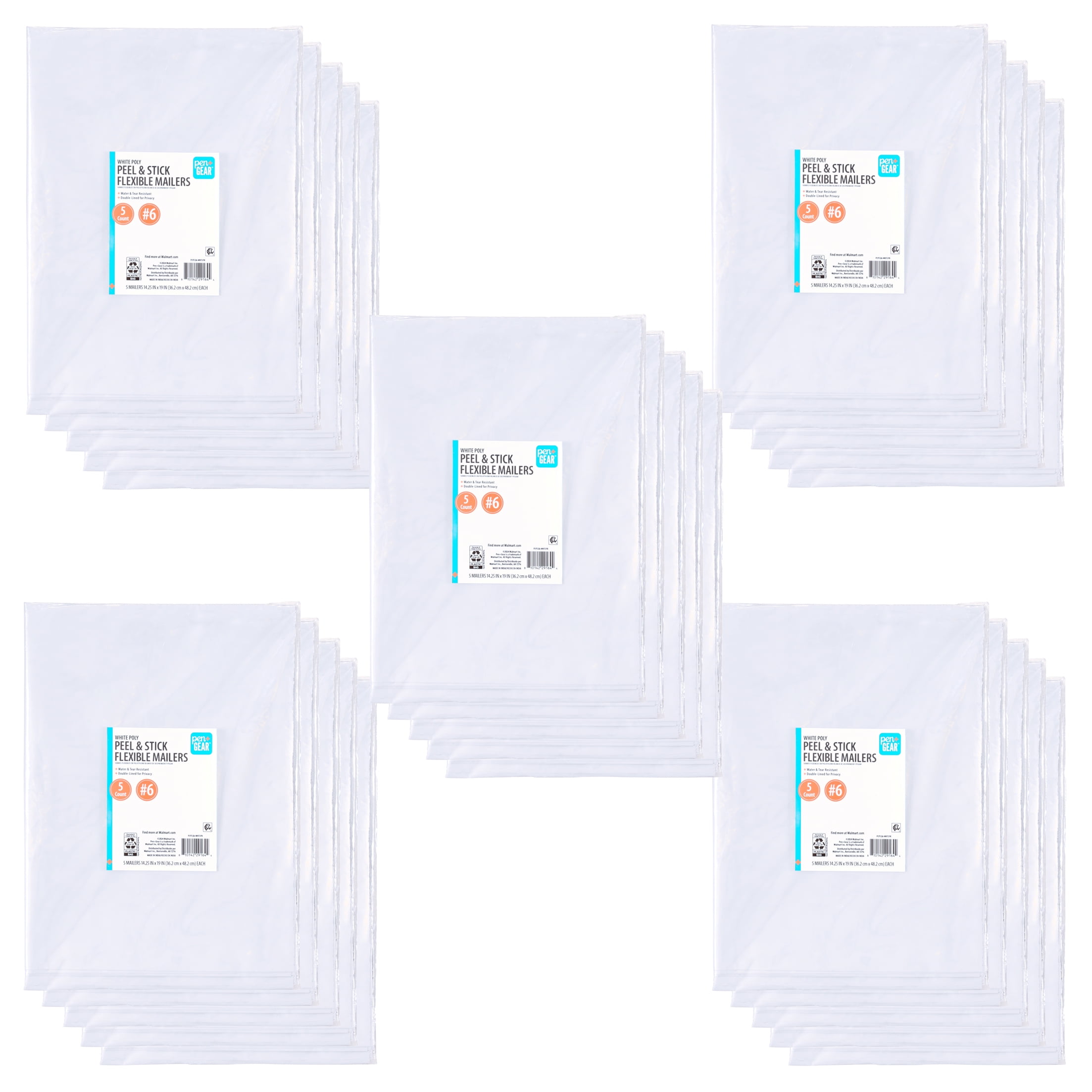 Pen+Gear Self-Seal Poly Flexible Mailer, #6 (14.25" x 19"), White, 125 ...