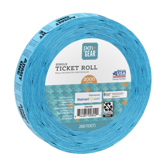 Pen+Gear Single-Ticket Roll, Consecutively Numbered, Assorted Colors ...