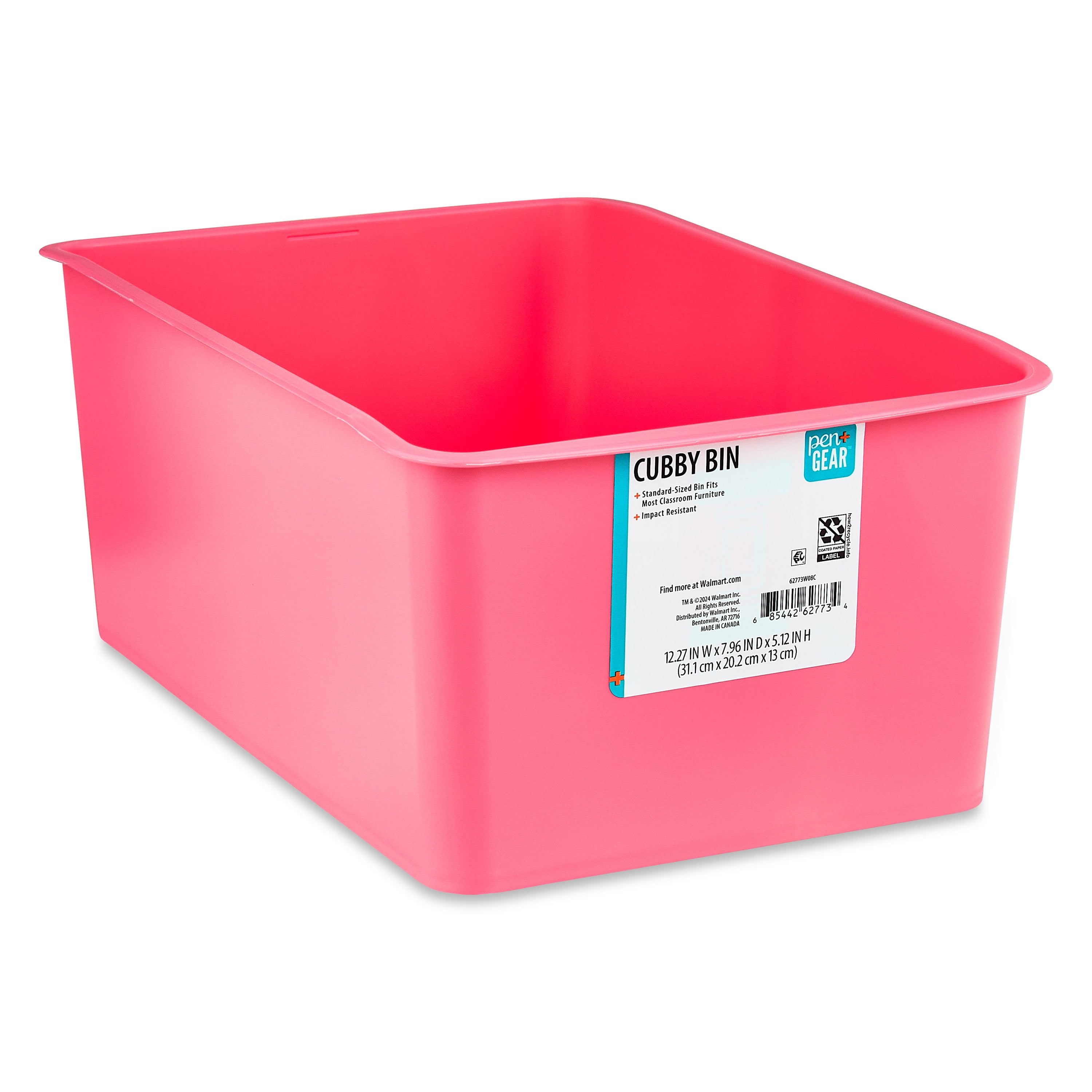Pen+Gear Small Plastic Desktop Organizer Cubby Bin, Coral Passion, 8 ...