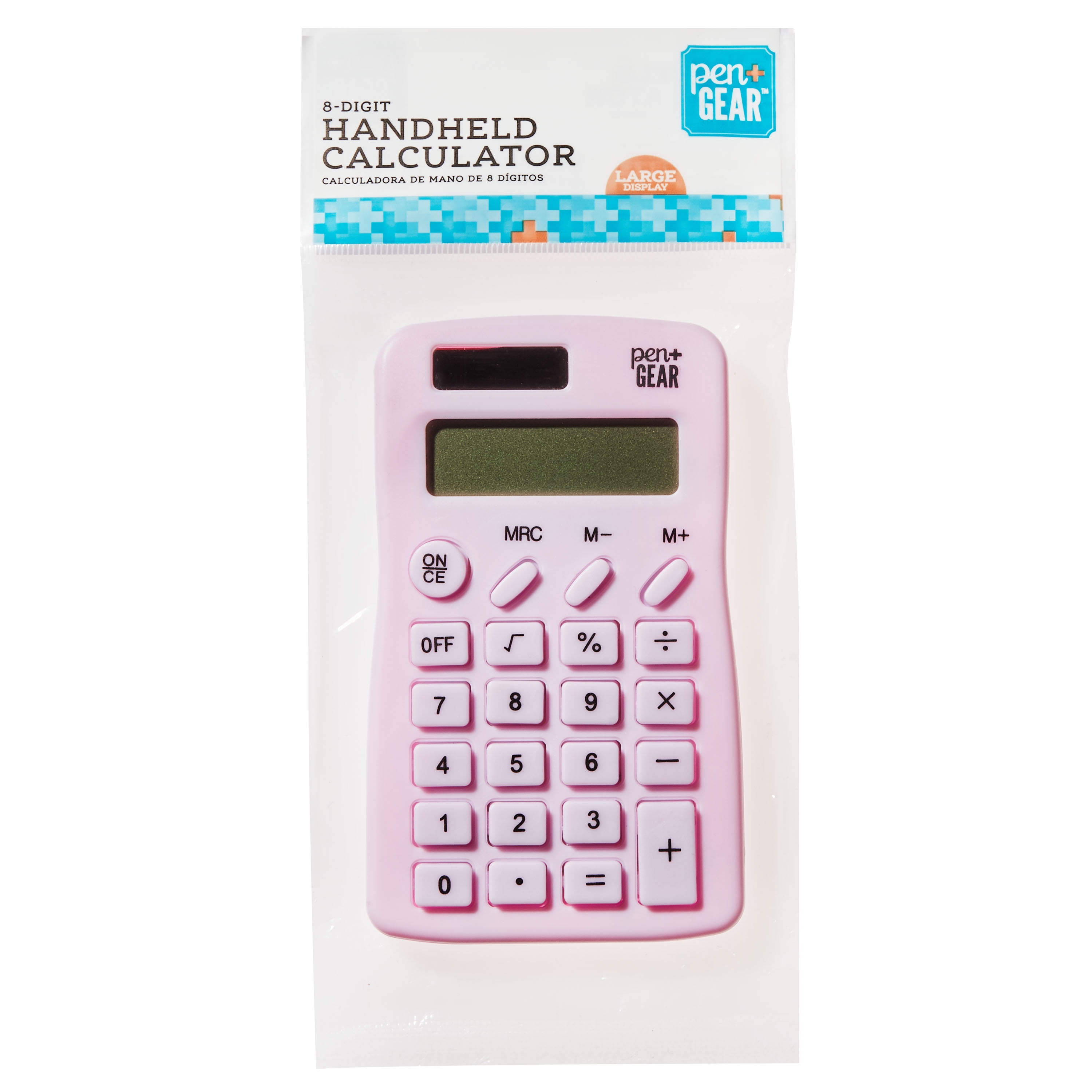 Pen+Gear Solar powered 8-Digit Handheld Calculator, Pink - Walmart.com