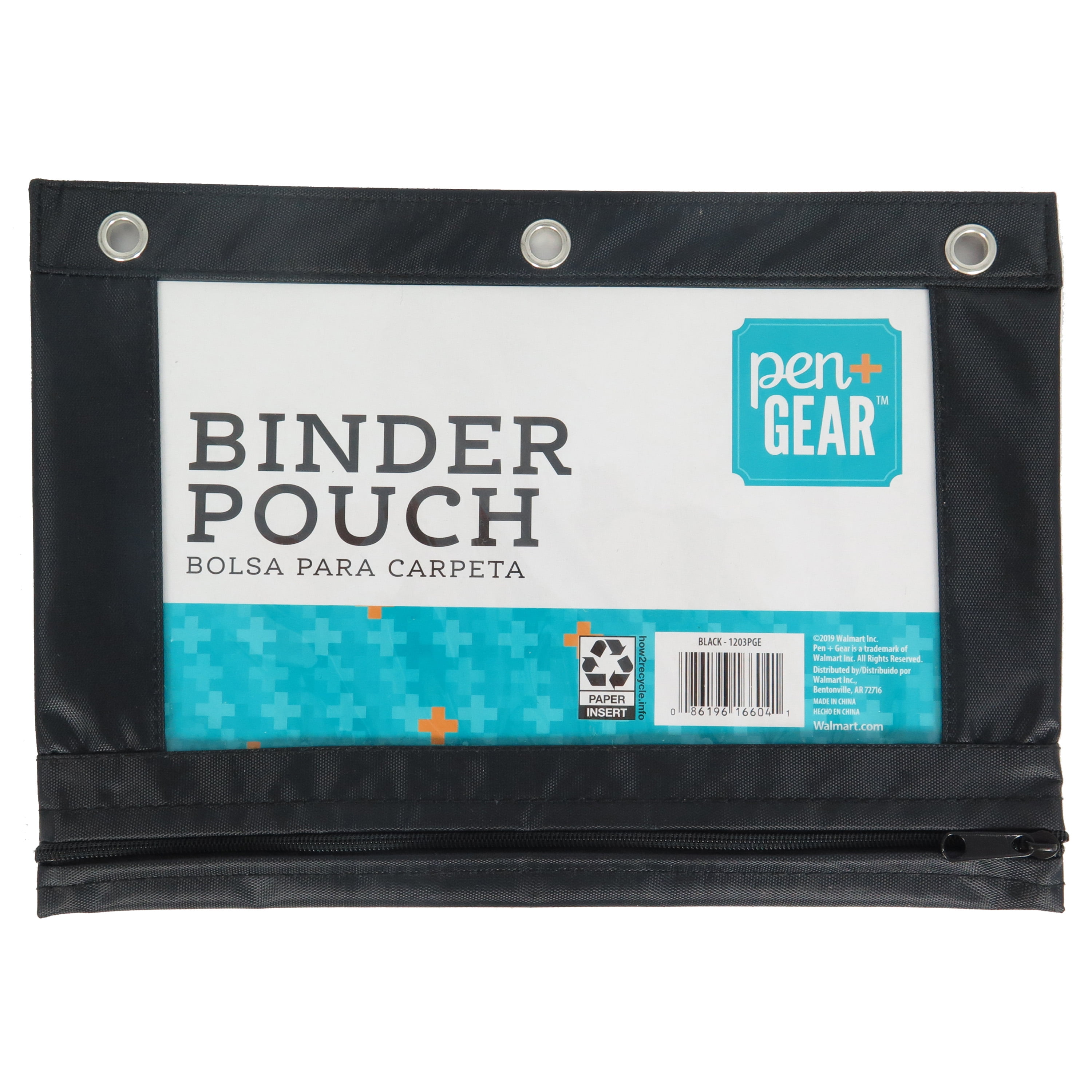 Pen + Gear Solid Polyester Binder Pouch Pencil Case, Black, 10.25" x 7. ...