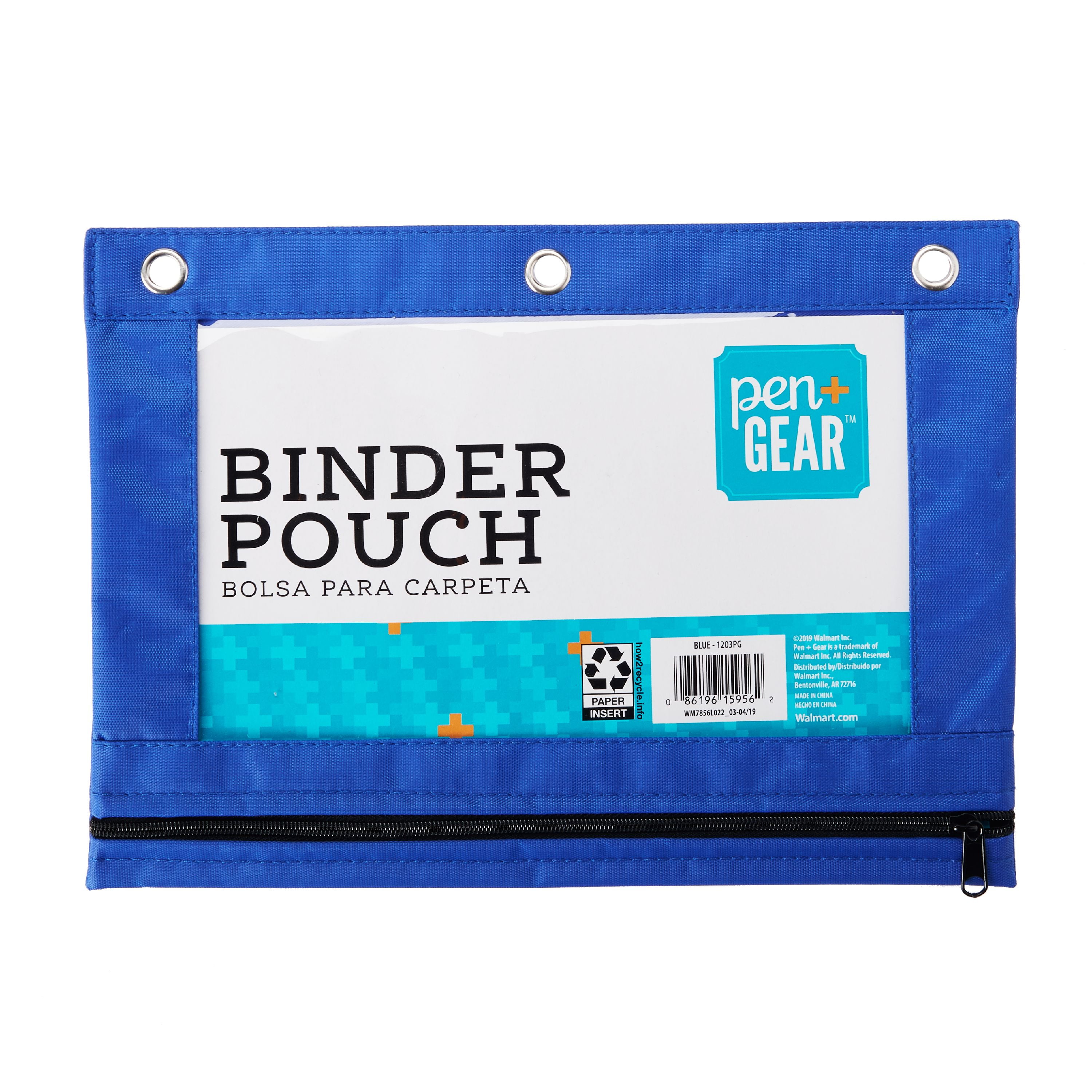 Pen + Gear Solid Polyester Binder Pouch Pencil Case, Blue, 10.25" x 7. ...