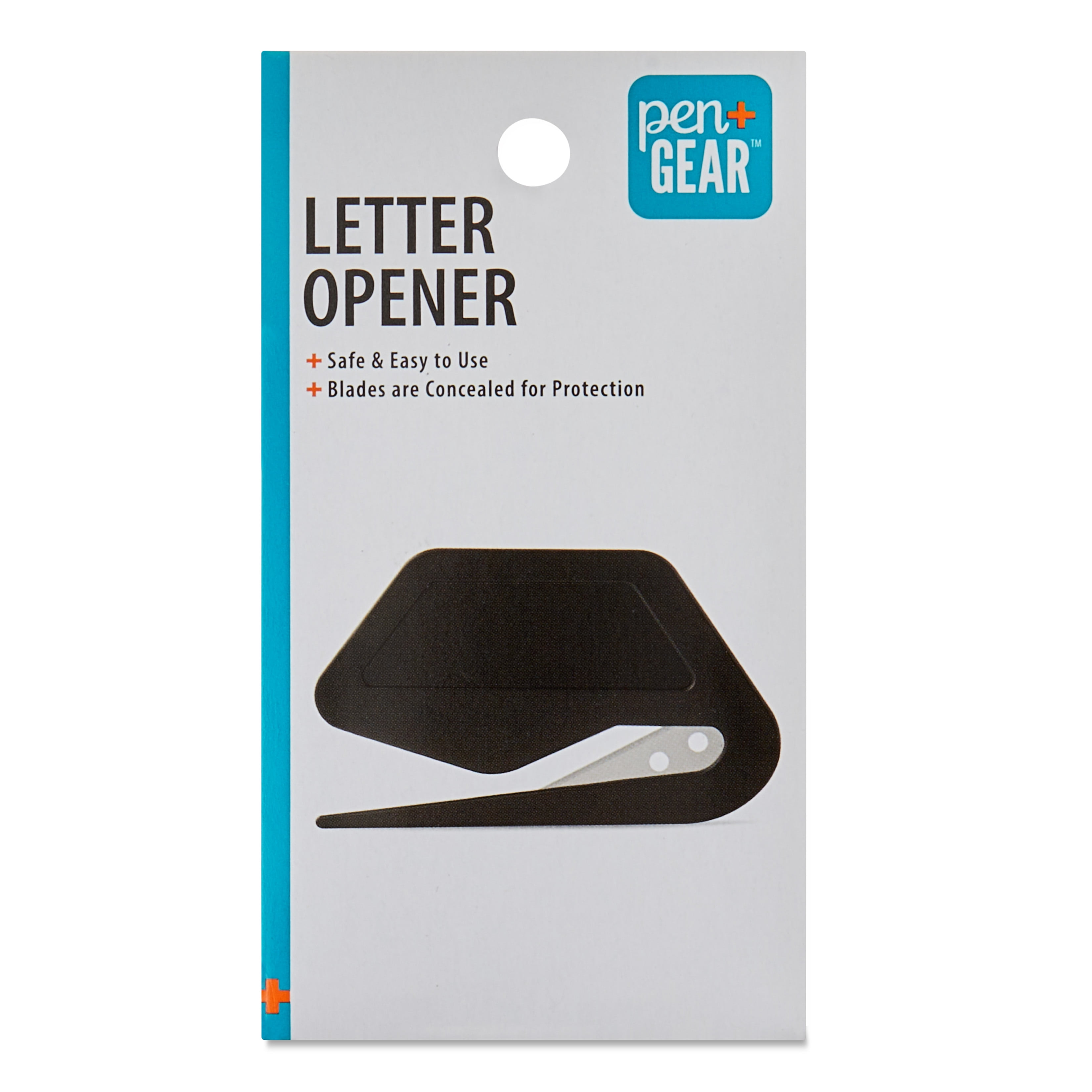 Pen+Gear Stainless Steel Letter Opener, Black, Recessed Blade, Safe and ...