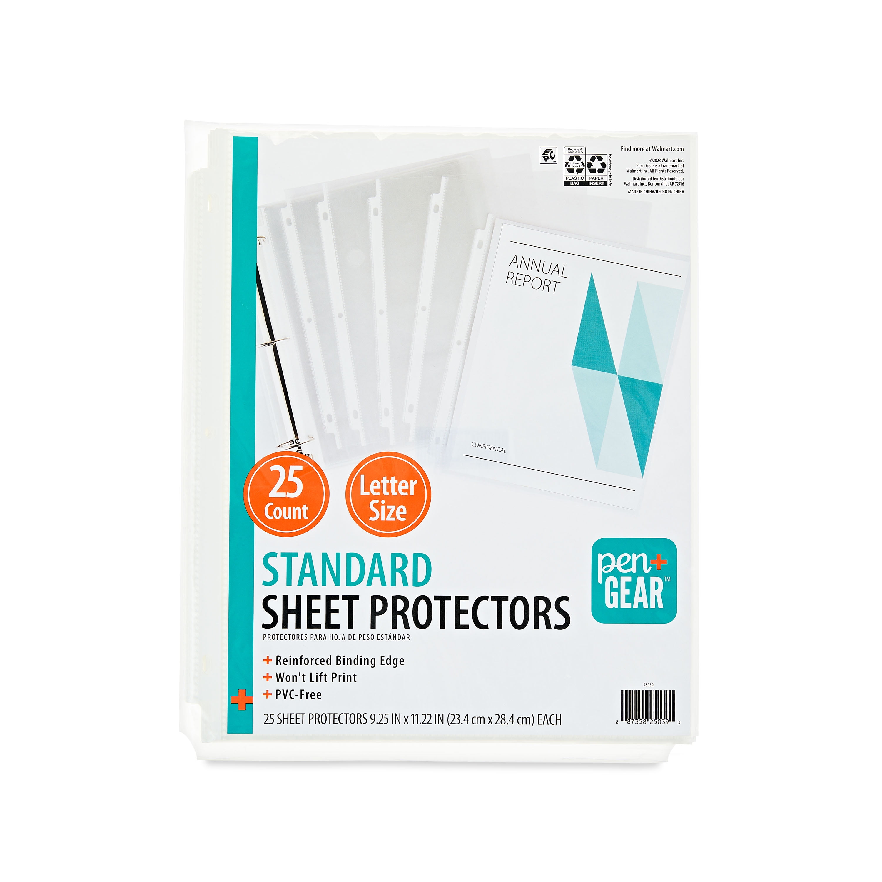 Pen+Gear Standard Sheet Protectors, Clear, 8.5" x 11", 25 Count ...