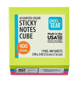 Pen+Gear Sticky Notes Cube, Multicolor, 3' x 3', 400 SheetsPen+Gear ...