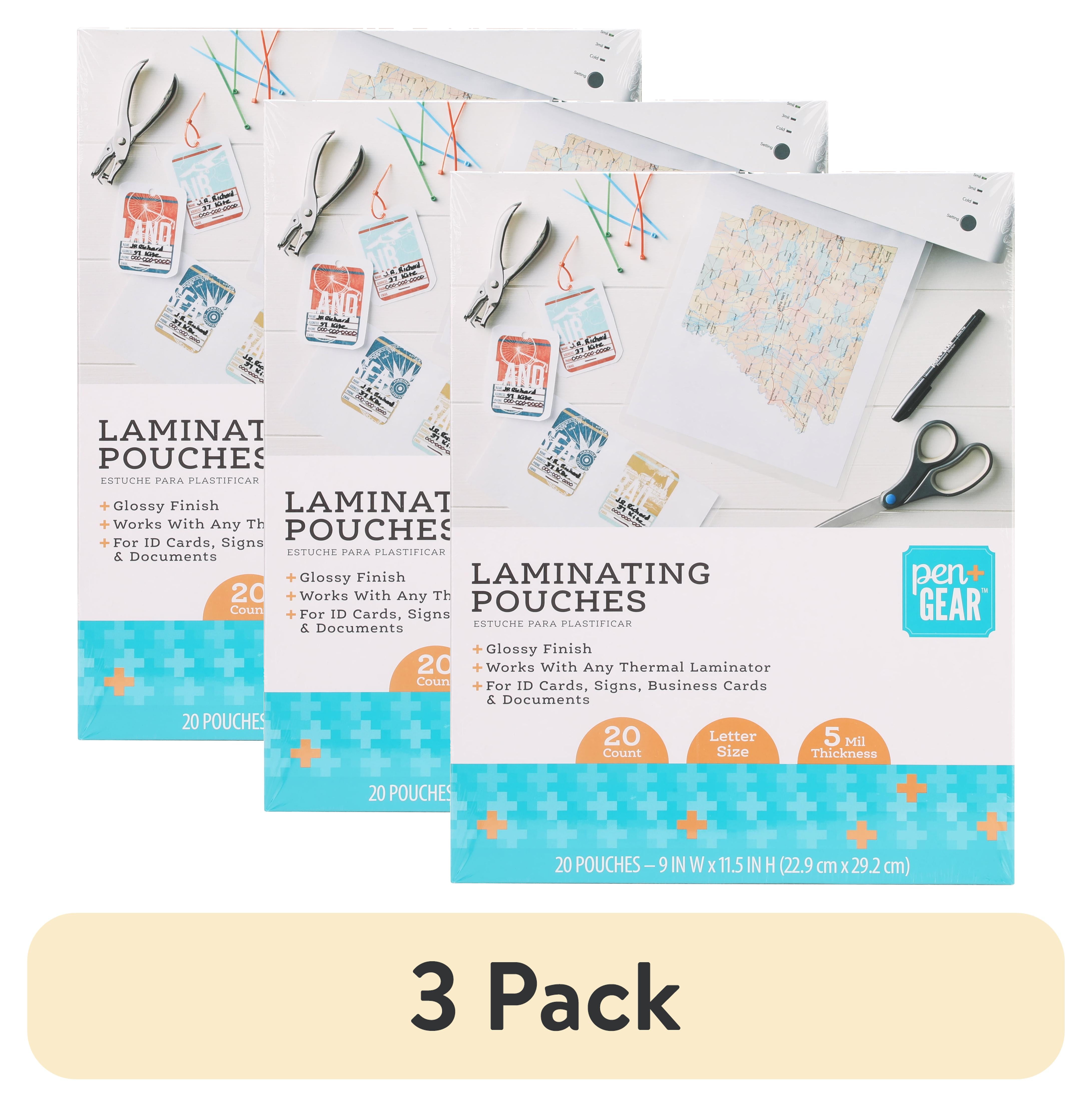 (3 pack) Pen + Gear Thermal Laminating Pouches 20 Count, 9 × 11.5×0 ...