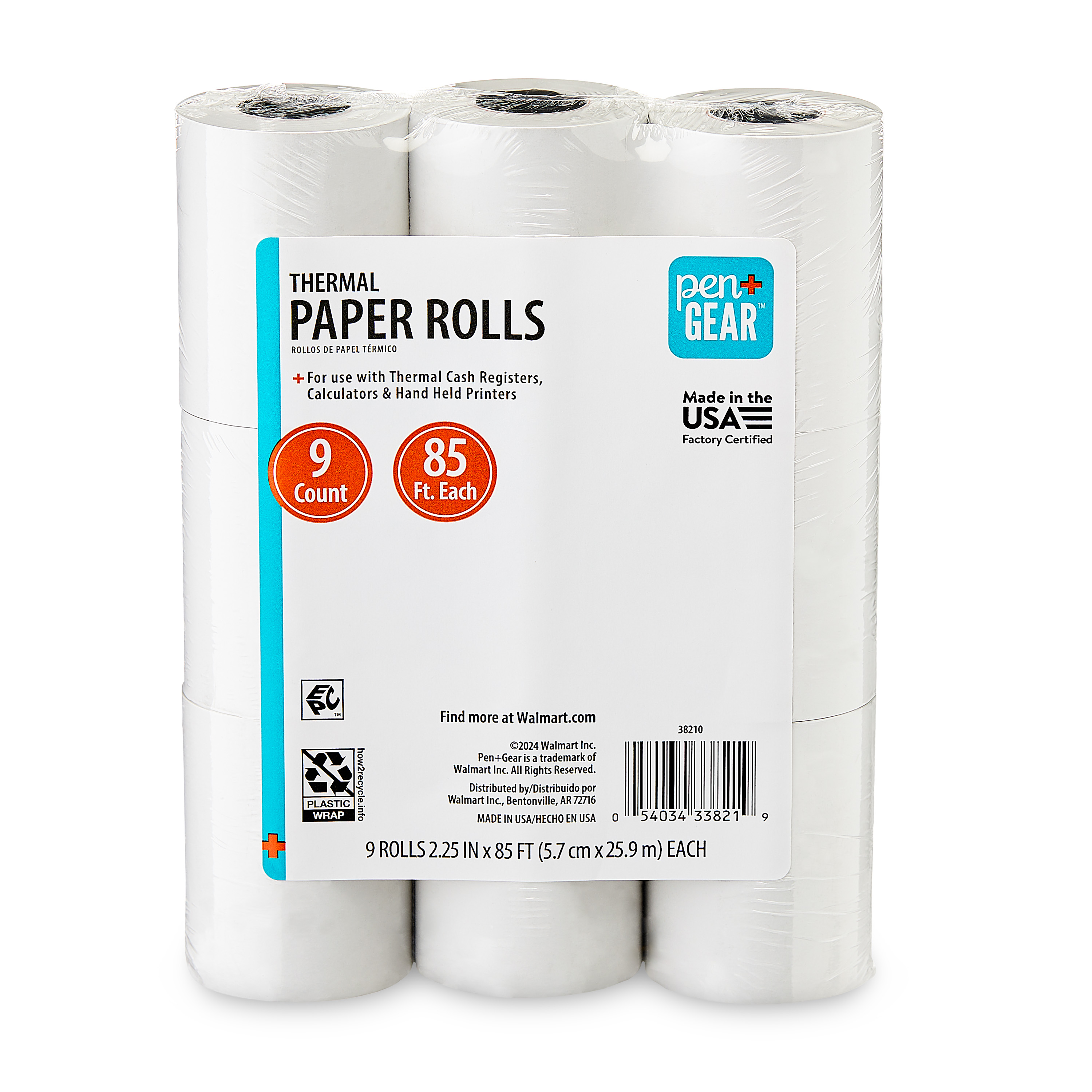 Brandclub Pen Gear 2 25 X 85 Thermal Paper Rolls 9 Pack
