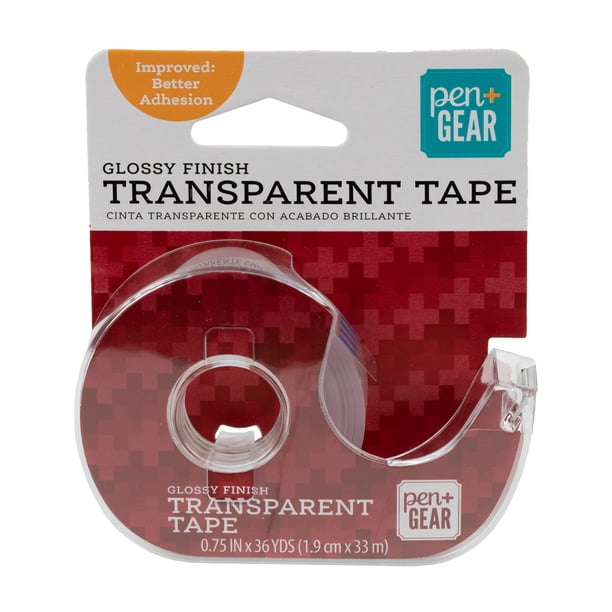 Pen+Gear Transparent Stationery Tape, .75" x 36 yd, Glossy Finish ...