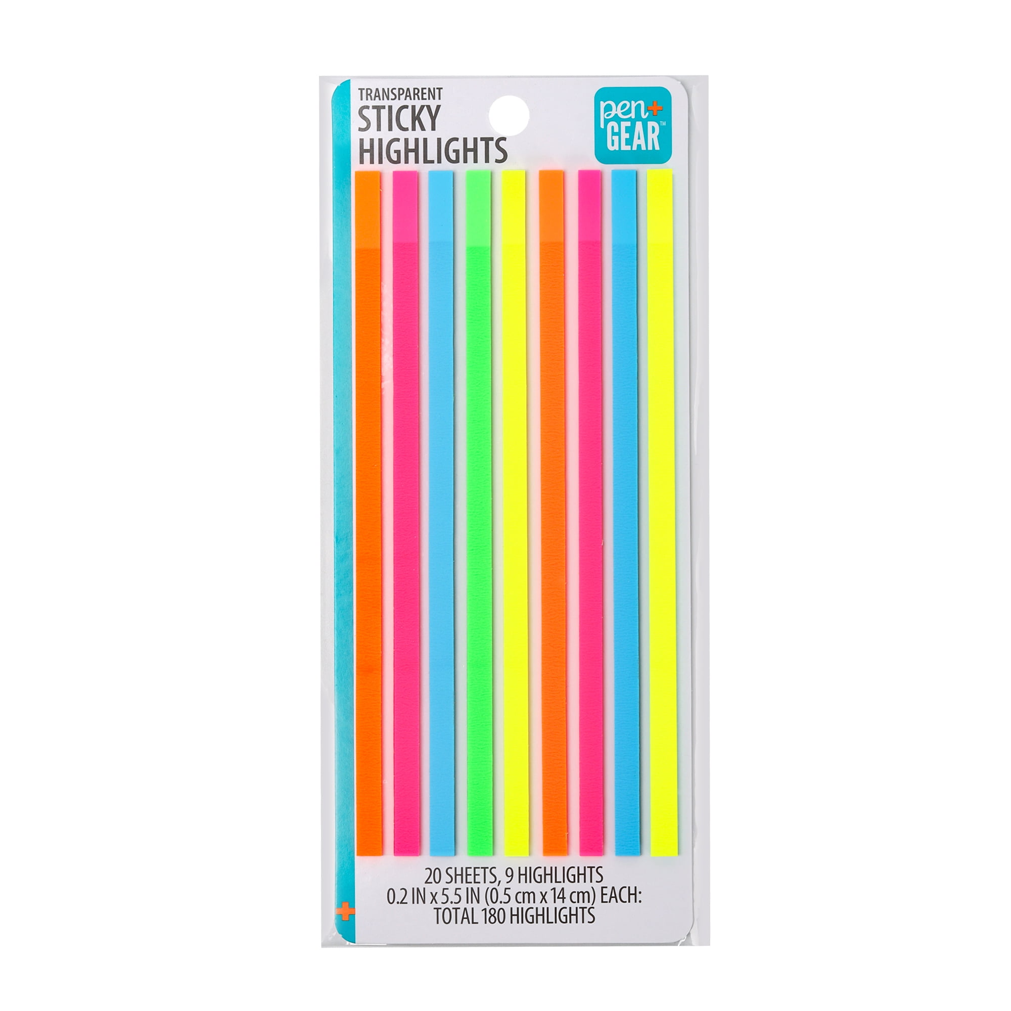 "Pen+Gear Sticky Highlights Assorted Colors 0.2"" x 5.5"" 9 Pads ...
