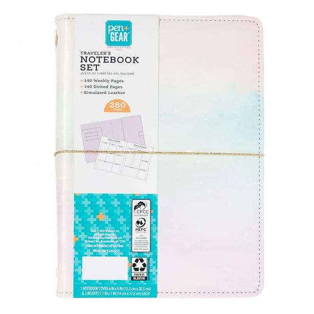 Pen+Gear Traveler's Notebook Set, Simulated Leather, 280 Pages ...