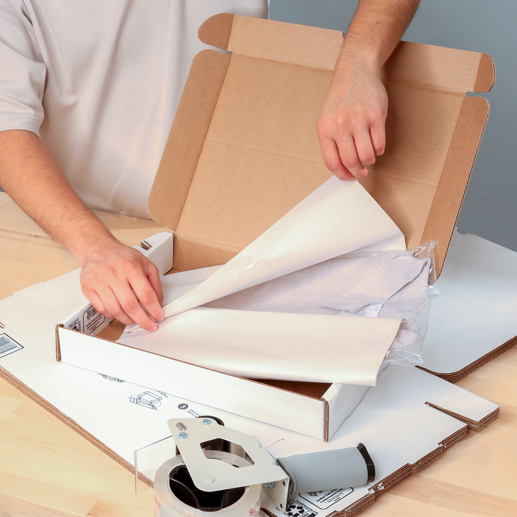 Pen+Gear Tuck-Top Shipping Box, 13 in. L x 10 in. W x 2 in. H, White, 1 ...