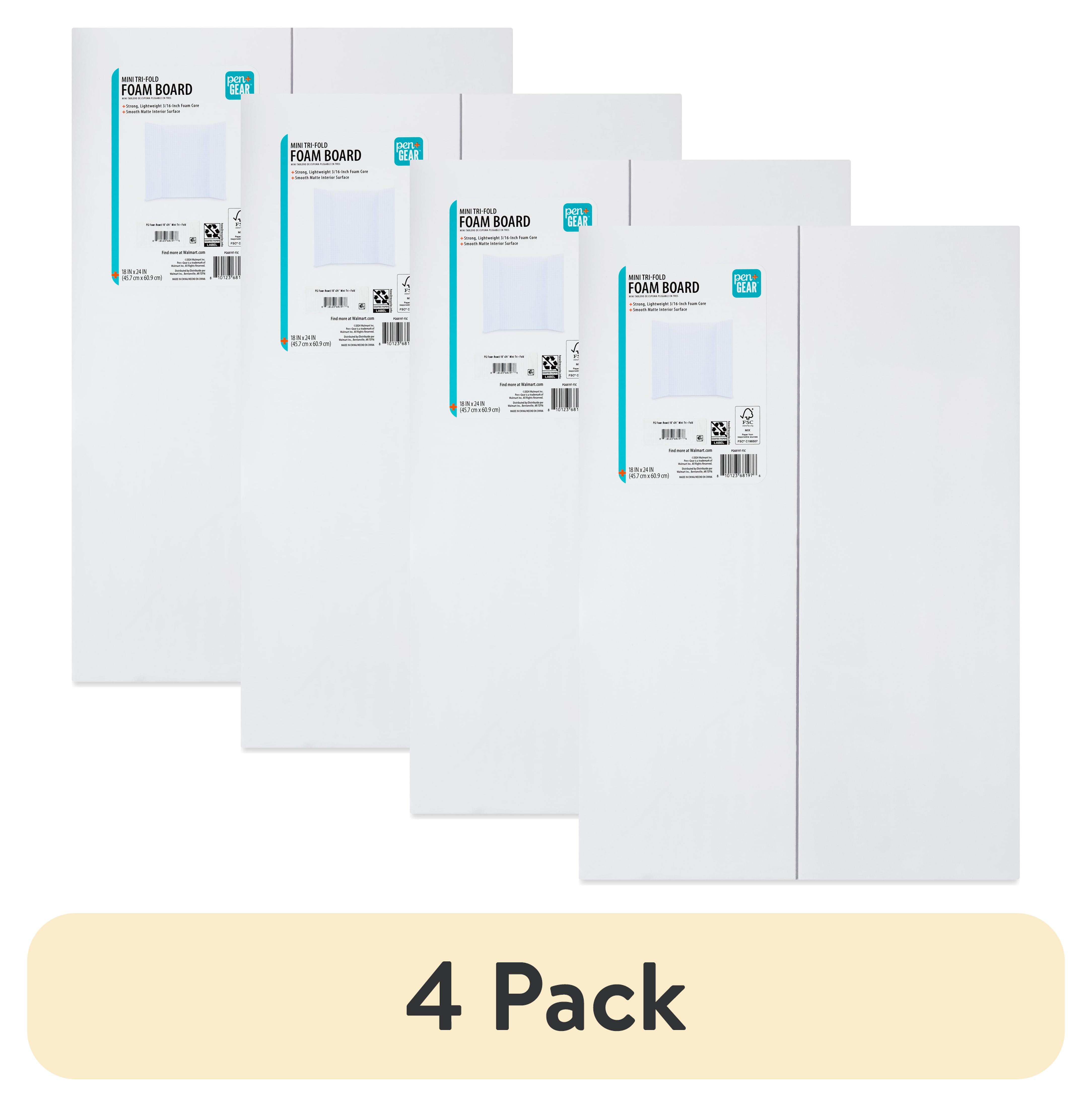 (4 pack) Pen+Gear Ultra Strong Mini White Grid Tri-Fold Foam Board, 18 ...