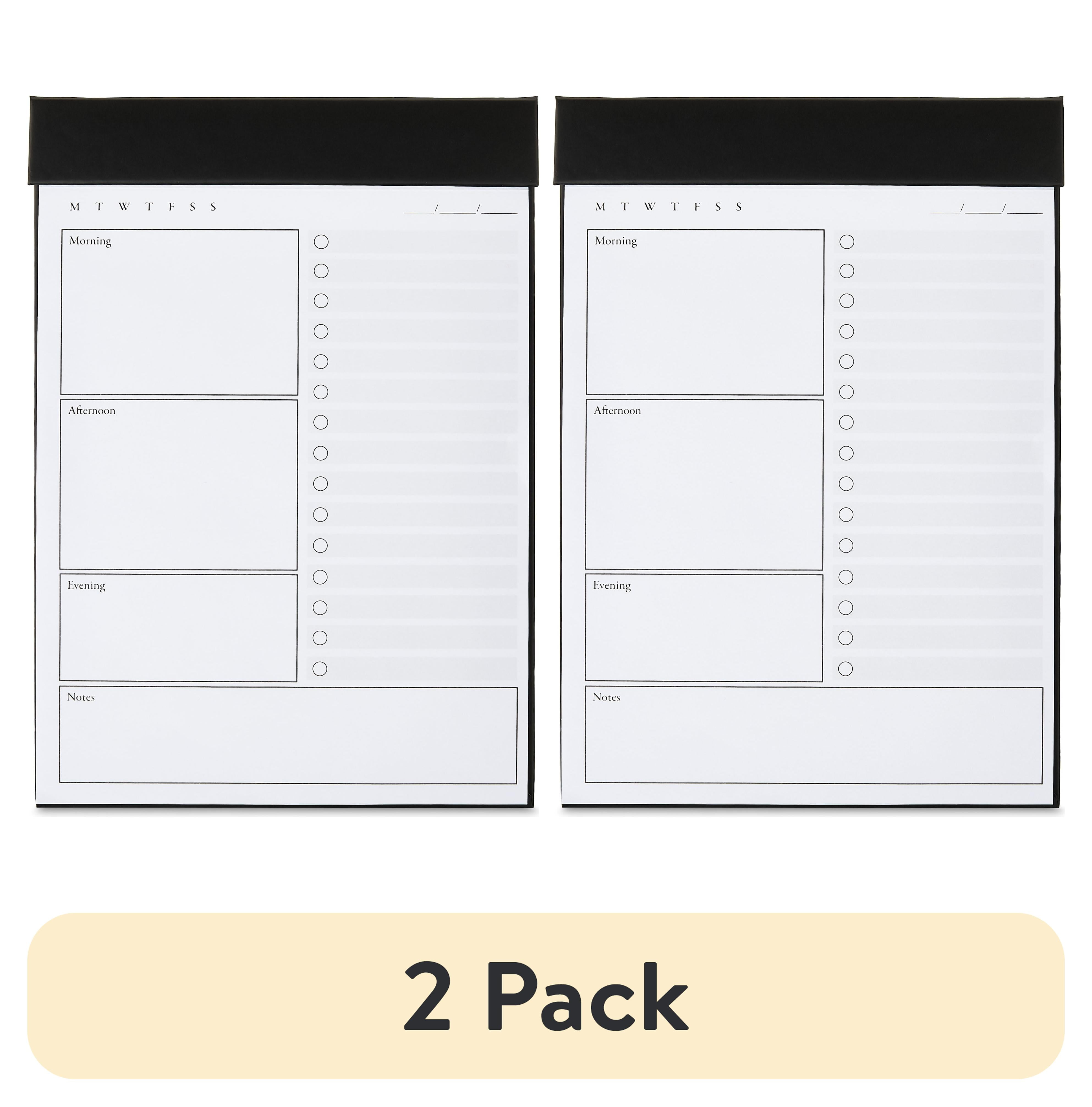 (2 pack) Pen + Gear Undated Planner Pad, Black, 60 Sheets, 5.8 in x 8.3 ...