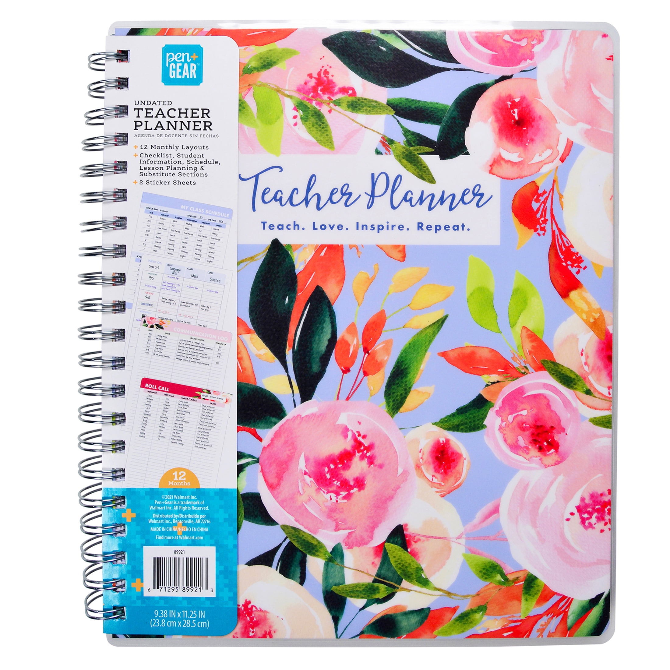Pen+Gear Undated Teacher Planner, Floral - Walmart.com