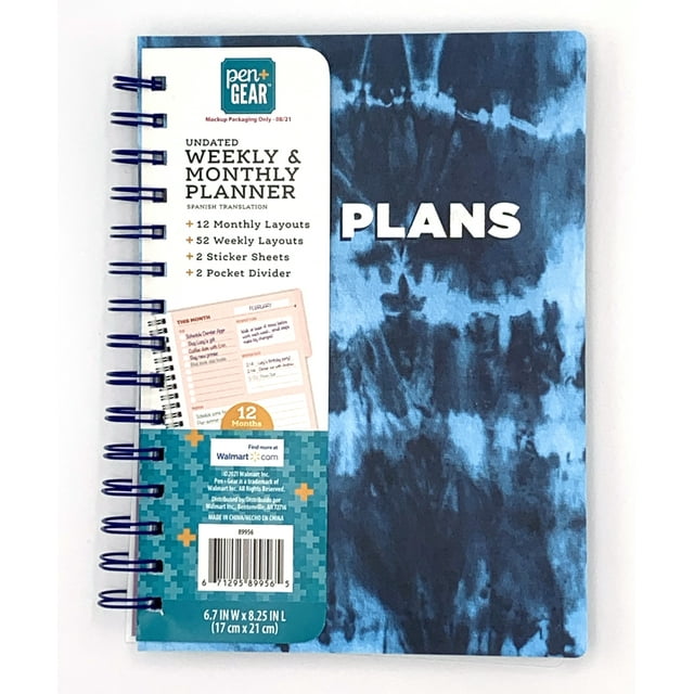 Pen+Gear Undated Weekly & Monthly Planner, 6.7" x 8.25" - Walmart.com