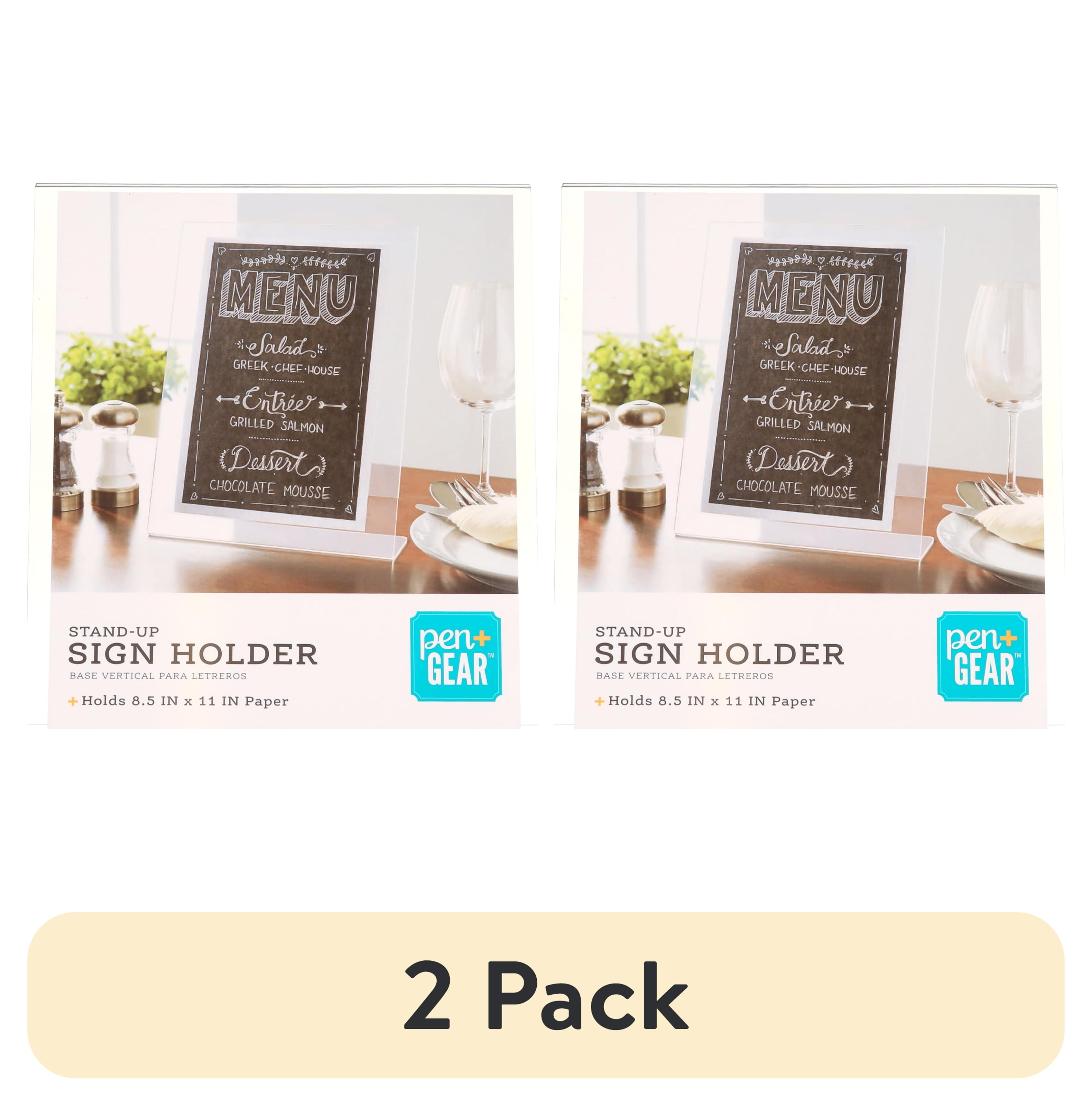 (2 pack) Pen + Gear Vertical Tabletop Slanted Standup Sign Holder, Hold ...