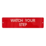 Pen+Gear Watch Your Step Sign, 2x8 inch, Red Safety Sign for Slip Trip ...