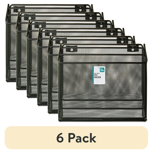 (6 pack) Pen+Gear Wall Mount Metal Mesh File Holder, 3 Tiers, Black ...