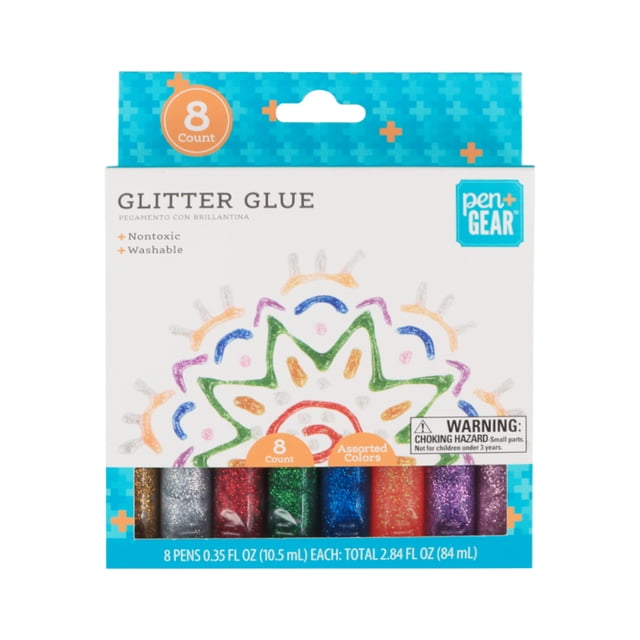 Pen+Gear Washable Glitter Glue Pen with chisel pen point, 10.5ml 8 Ct ...