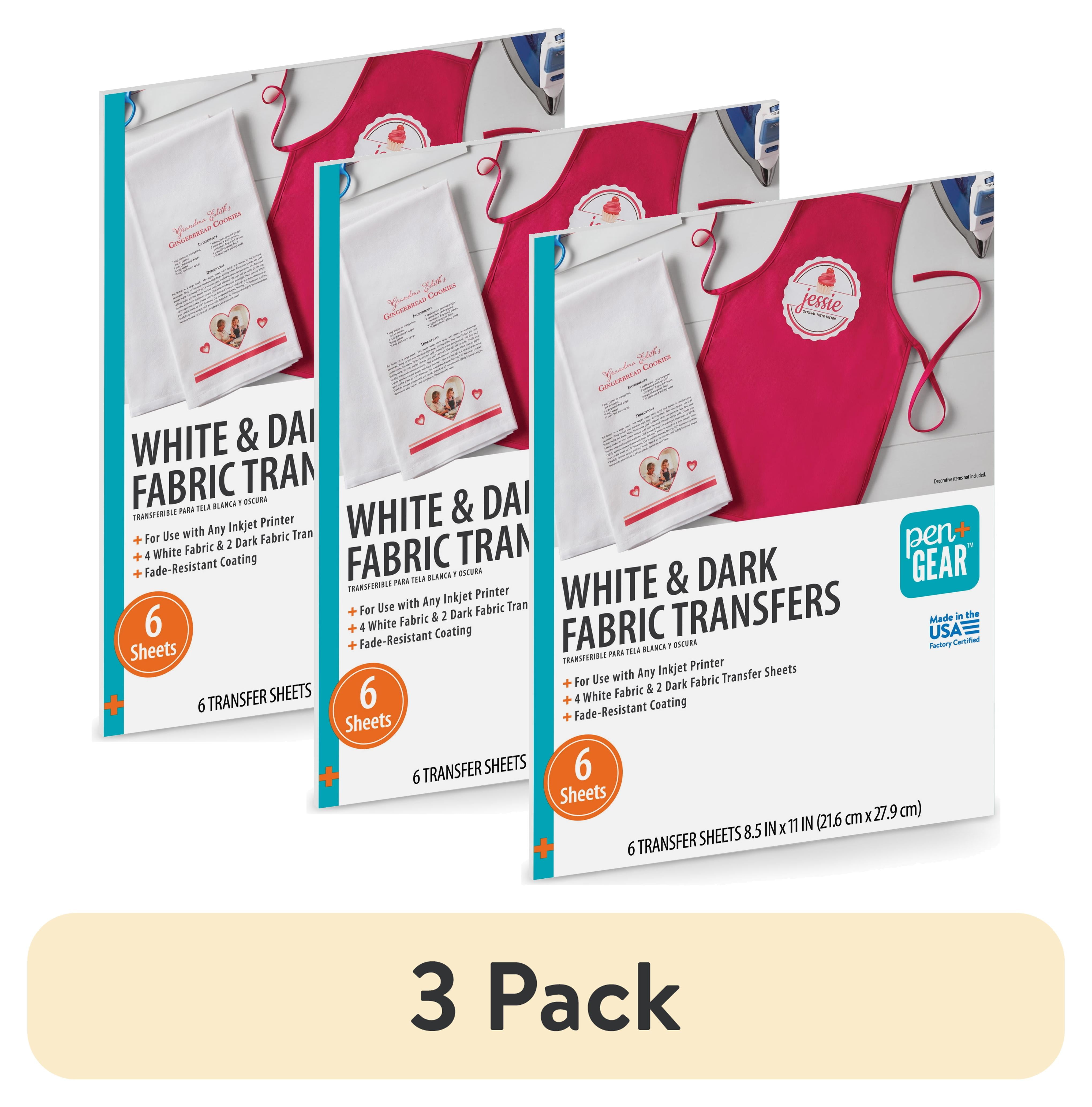 (3 pack) Pen+Gear White & Dark Fabric Transfer Paper, Inkjet Printable ...