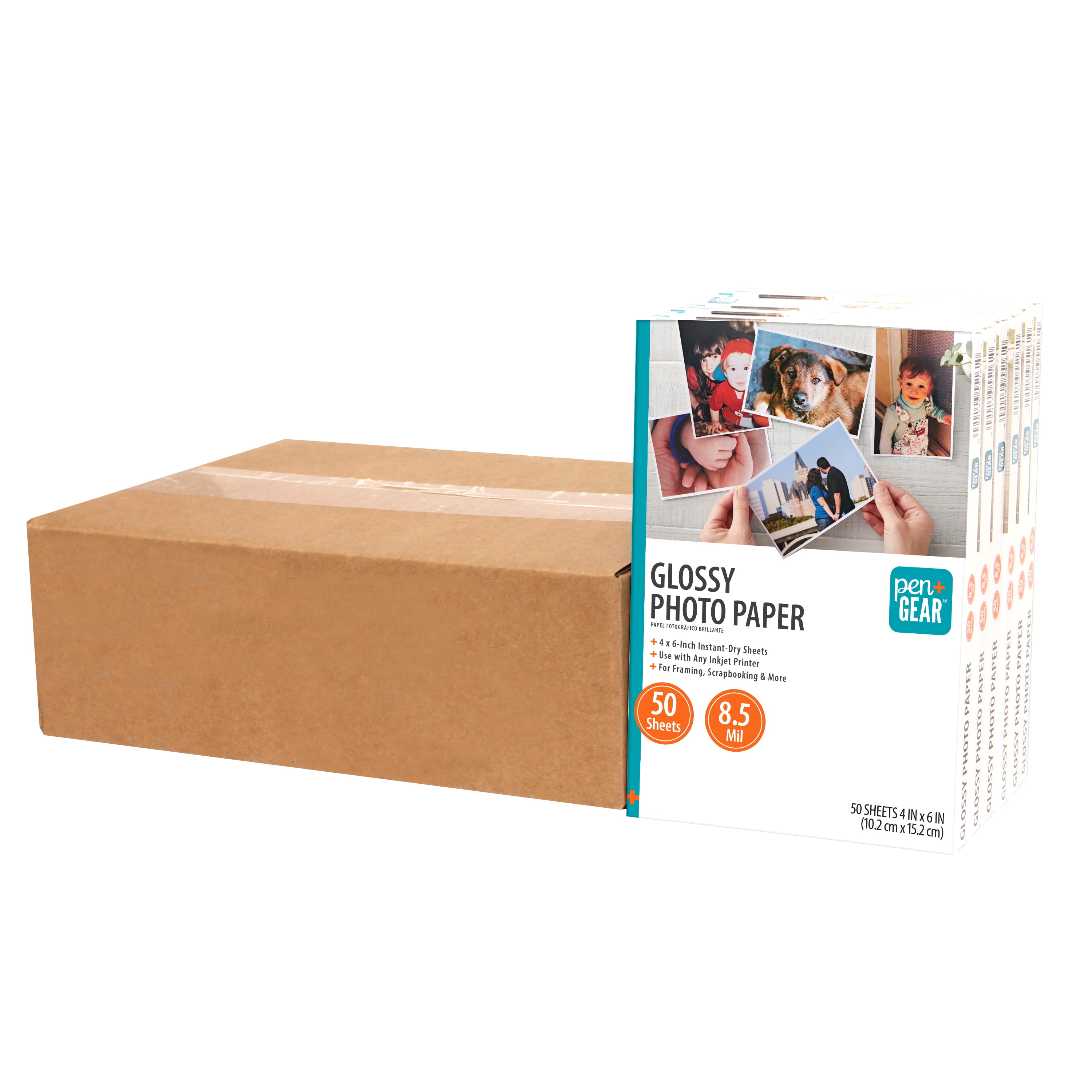 Pen+Gear White Glossy Inkjet Photo Paper, 4" x 6", 8.5 Mil, 300 Sheets ...