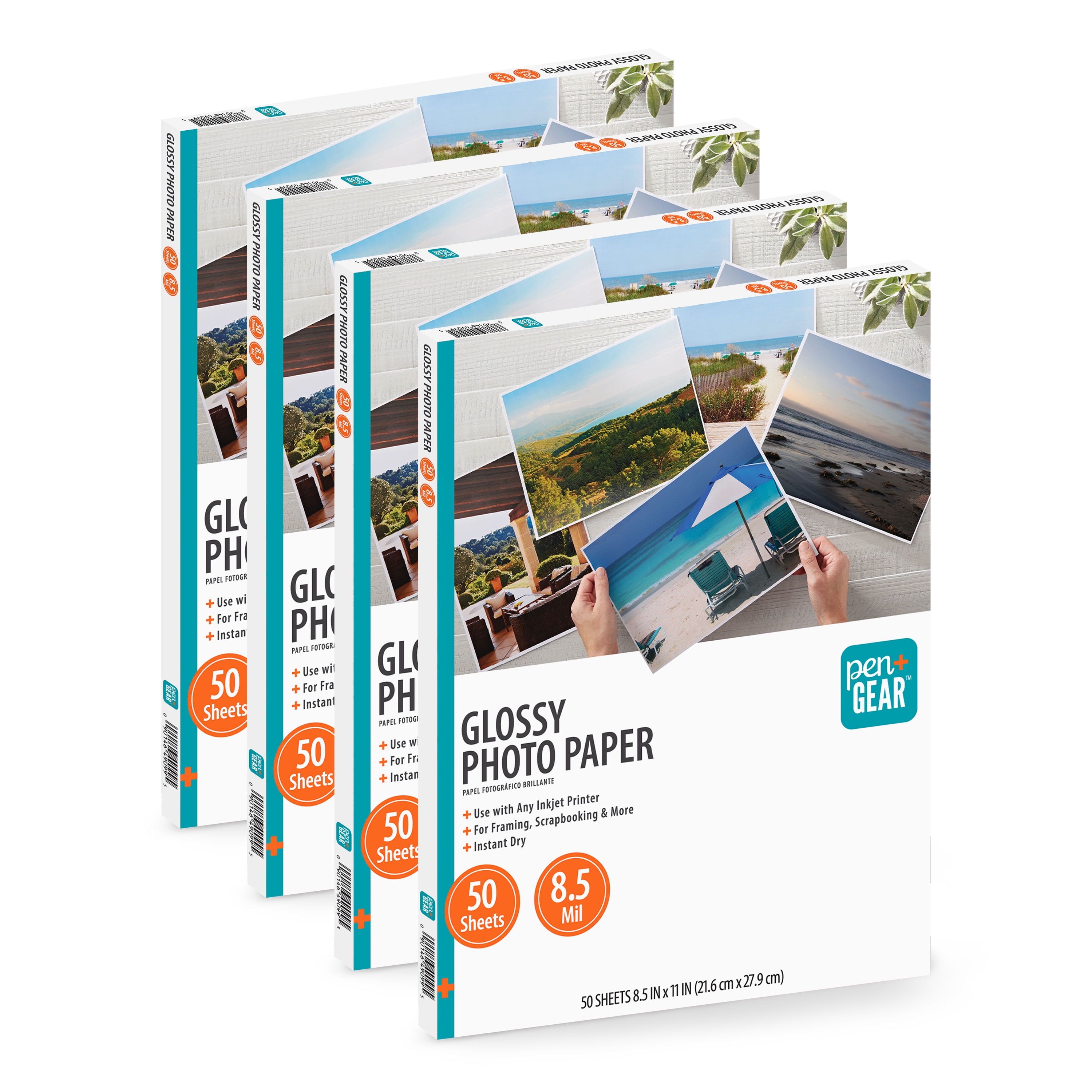 Brandclub - Pen+Gear White Glossy Inkjet Photo Paper, 8.5" x 11", 8.5 ...