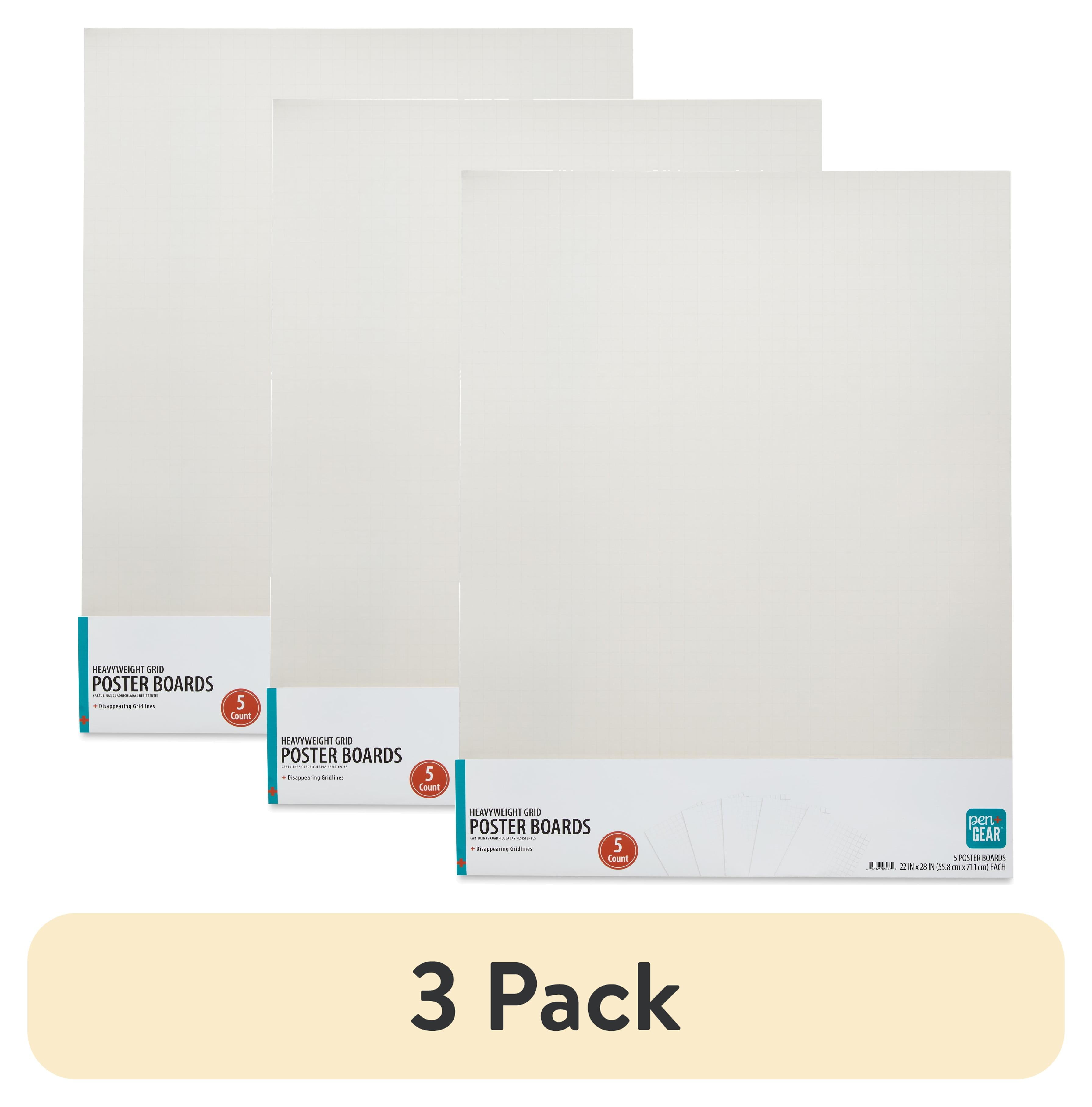 (3 pack) Pen+Gear White Heavyweight Grid Poster Board, 22" x 28", 5 ...