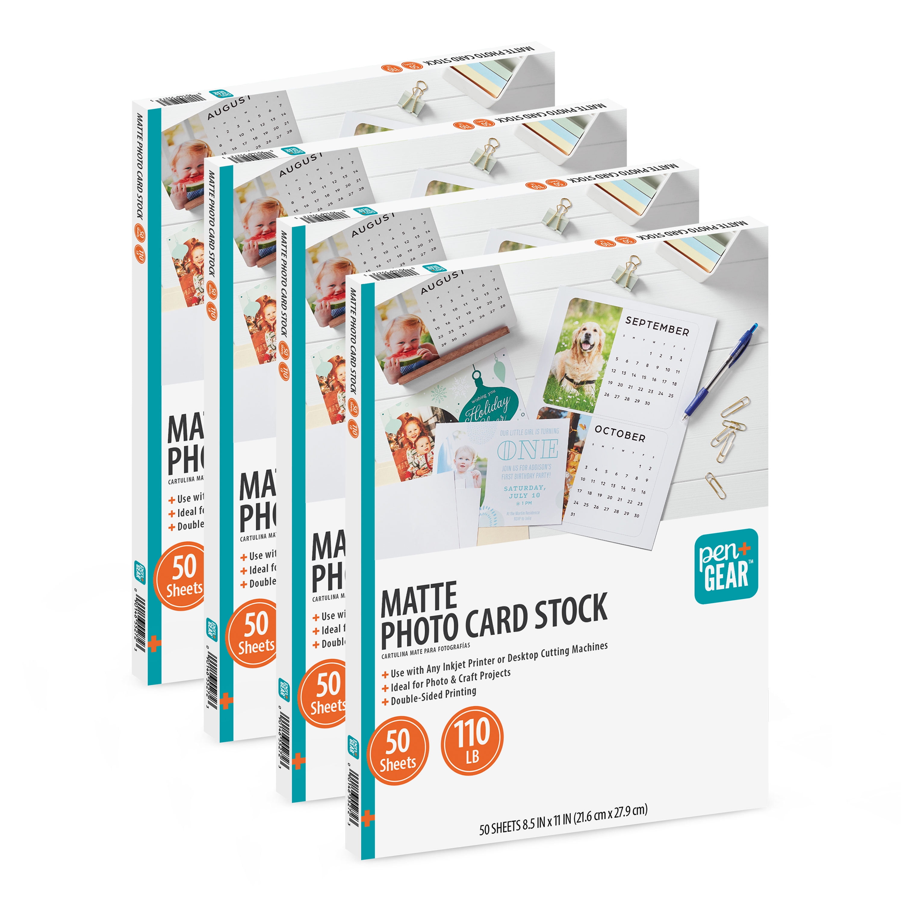 Pen+Gear White Matte Photo Card Stock, 8.5" x 11", 110 lb, 200 Sheets ...