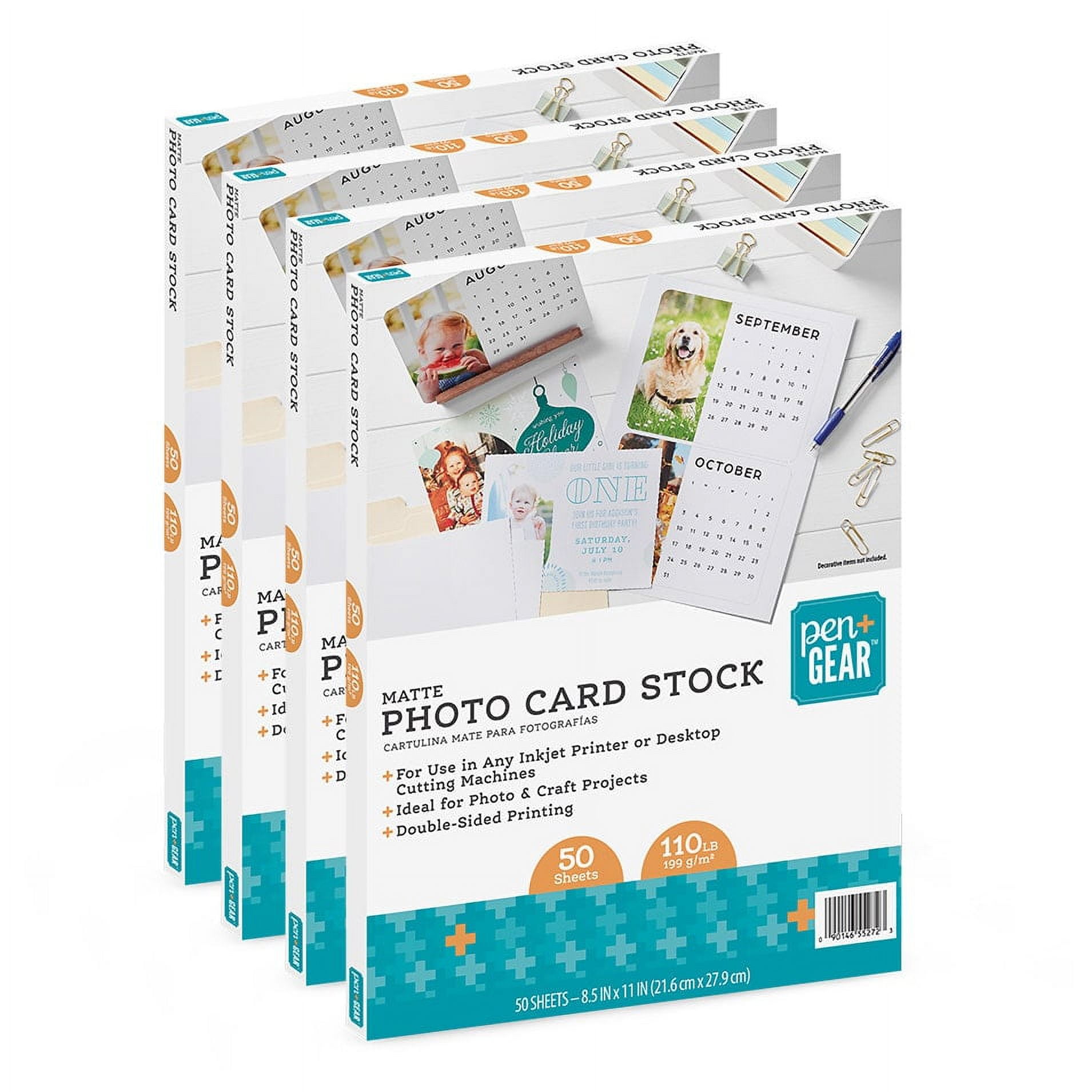 Pen+Gear White Matte Photo Card Stock, 8.5" x 11", 110 lb, 200 Sheets ...