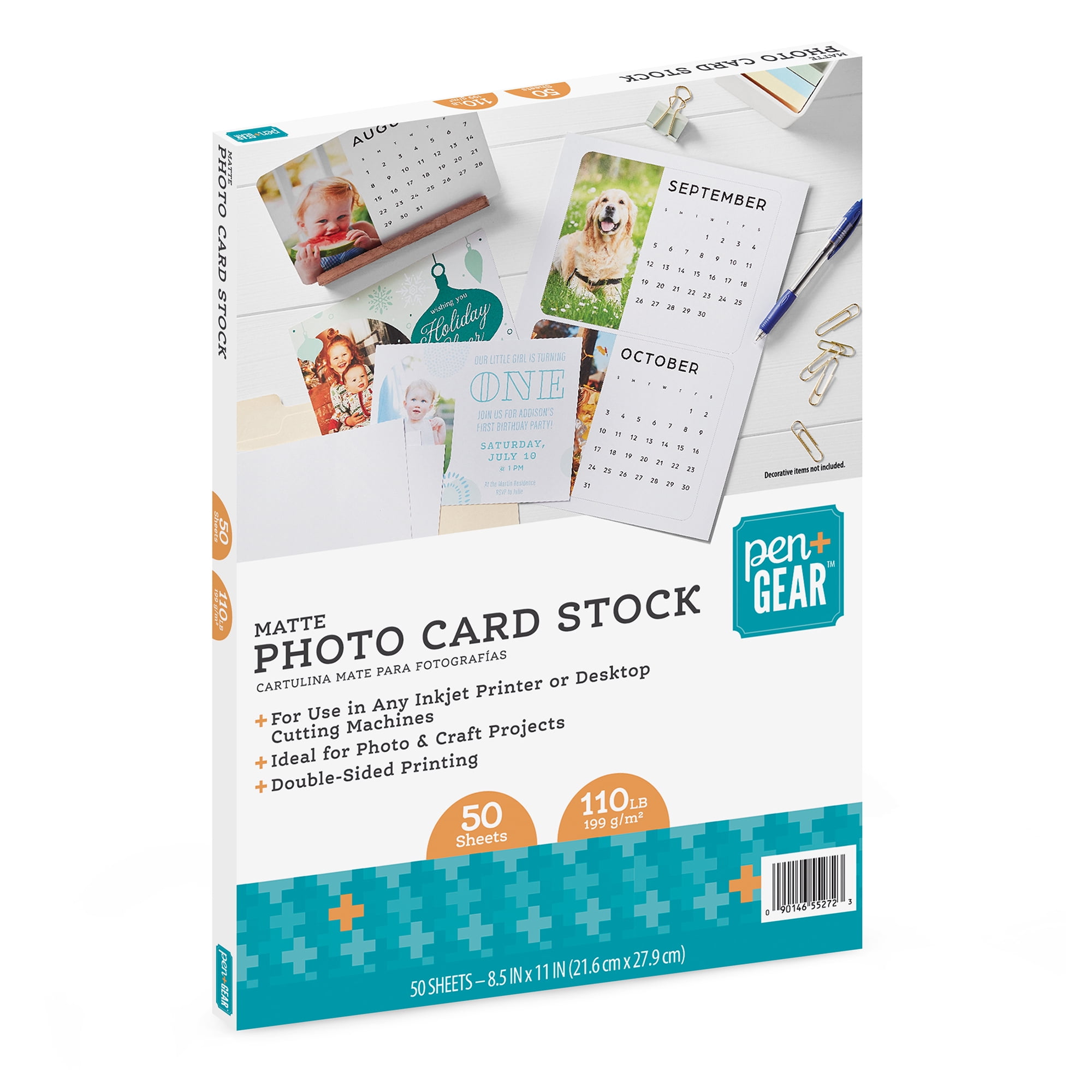 Pen+Gear White Matte Photo Card Stock, 8.5" x 11", 110 lb, 50 Sheets ...