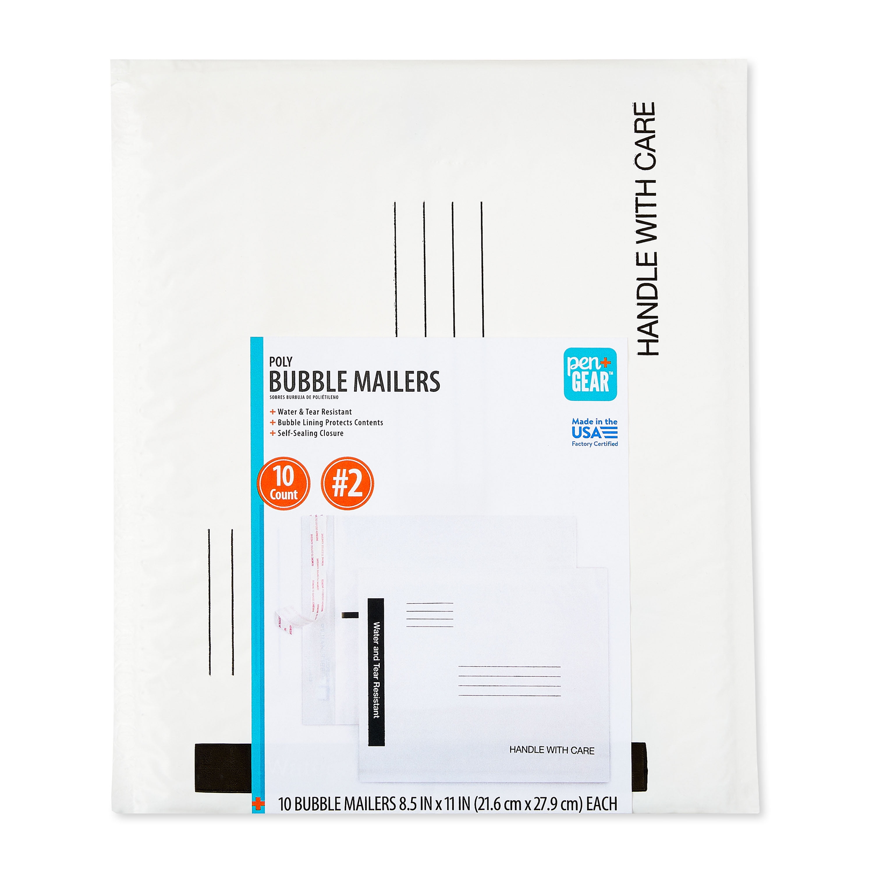 Pen+Gear White Self-Sealing #2 Poly Bubble Mailers, Padded Envelopes, 8 ...