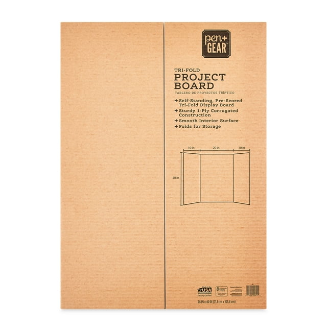 Pen+Gear White Tri-Fold Cardboard Project Display Board, 28" x 40 ...