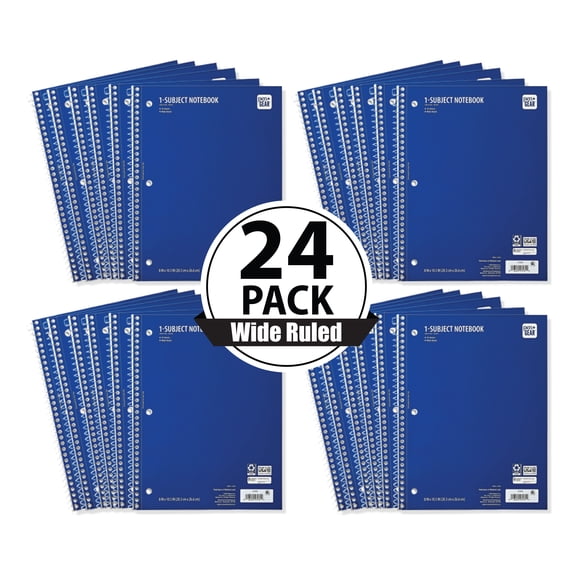 Pen+Gear Wide Rule Blue 1 Sub Notebook, 8"x10.5, 70 Sheets Each (24 ...