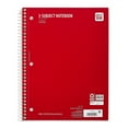 Pen + Gear Wide Ruled 3-Subject Notebook, 8" x 10.5", Red, 120 Sheets ...