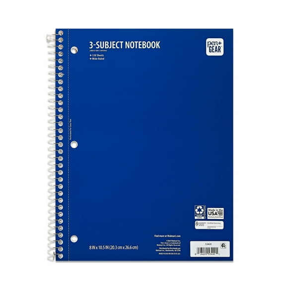 3-Subject Spiral Notebooks in Spiral Notebooks - Walmart.com